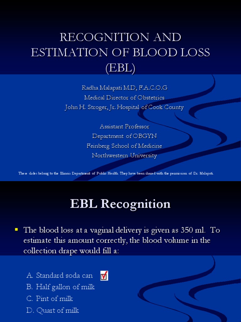 Recognition and Estimation of Blood Loss (EBL) | PDF | Bleeding ...