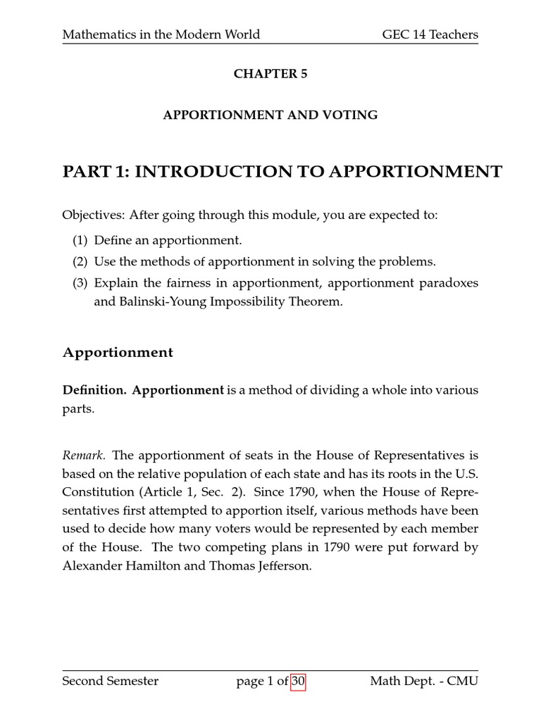 Chapter 5 - Apportionment and Voting | PDF | Voting | Evaluation Methods