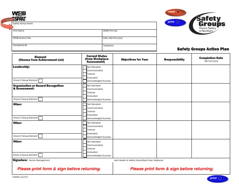 Safety Group Action Plan | PDF | Safety | Workplace