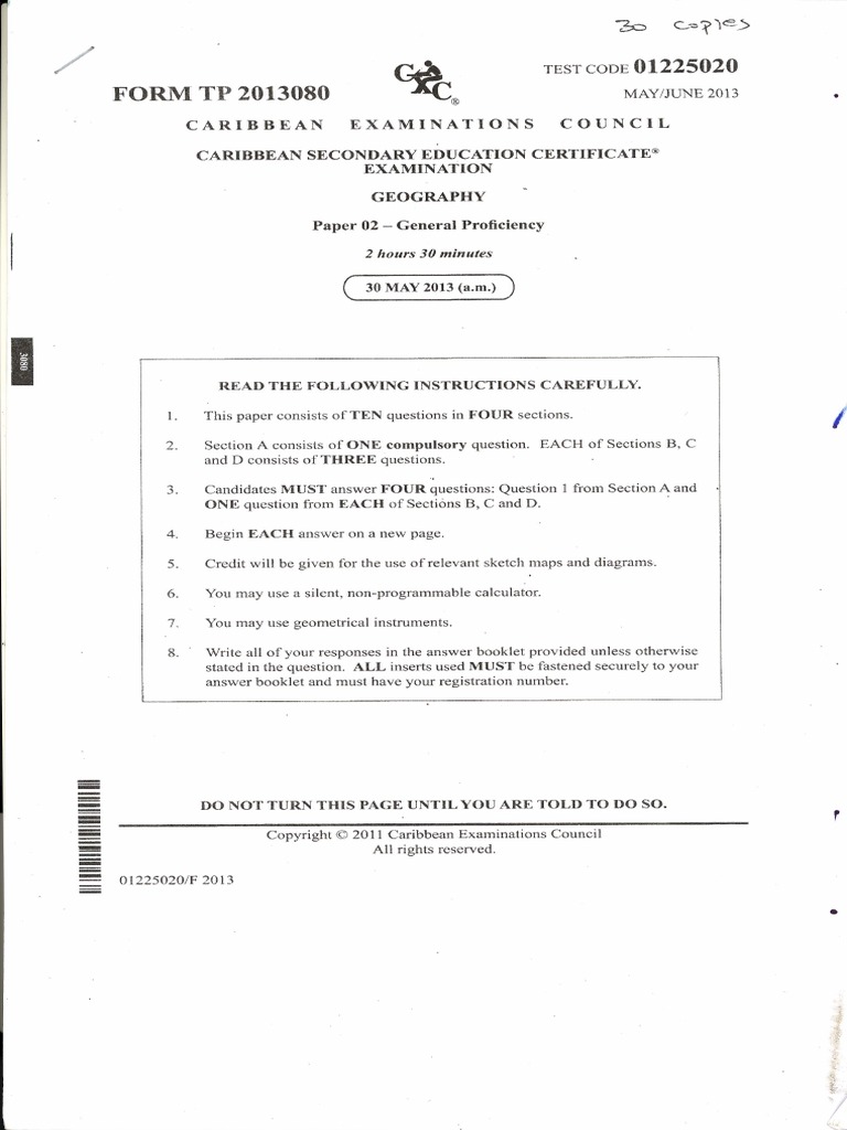Csec CXC Geography 2013 | PDF