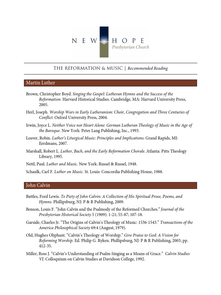 Reformation Music | PDF | Psalms | John Calvin