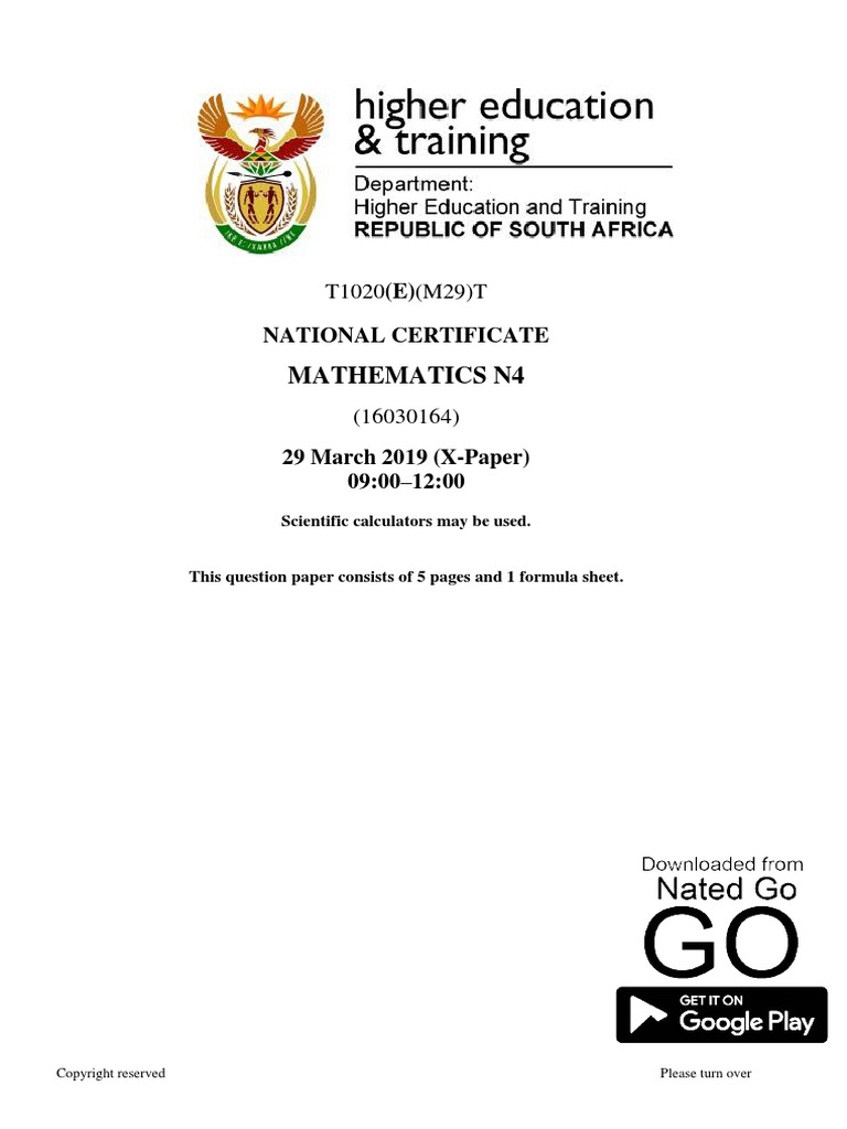 Mathematics N4: National Certificate | PDF | Trigonometric Functions ...