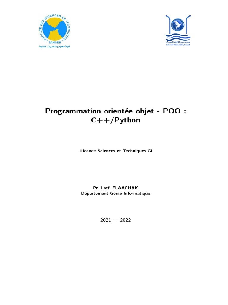 Introduction à la POO en C++ et Python | PDF | Classe (informatique) | C