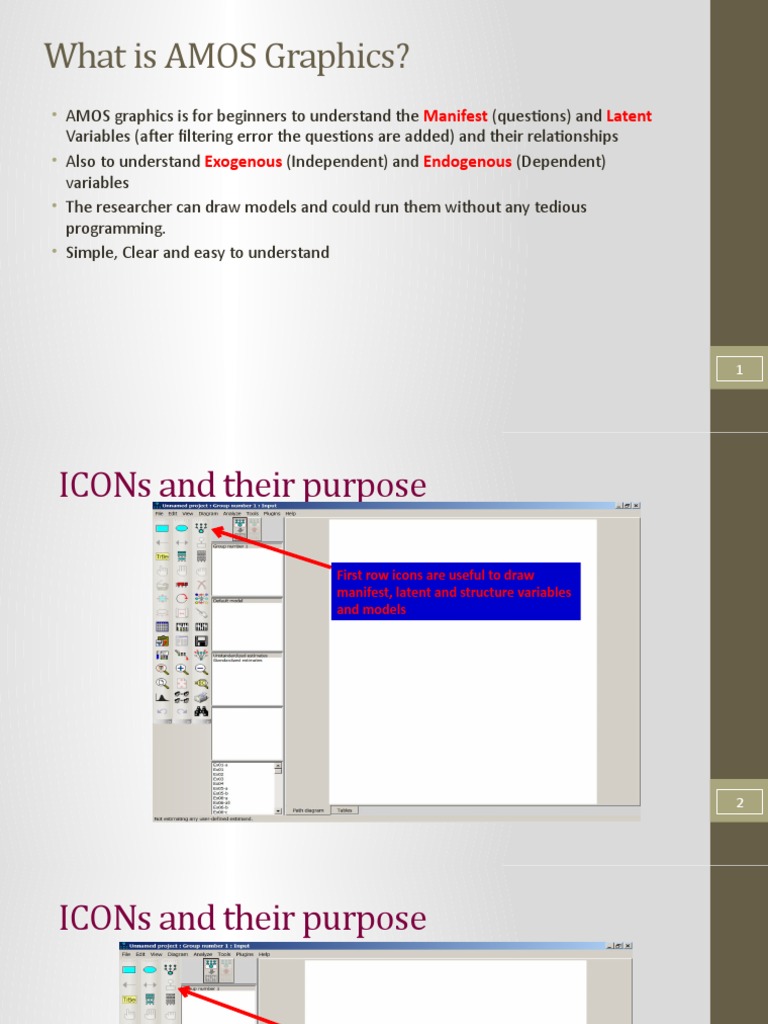 Understanding AMOS Graphics Basics | PDF | Icon (Computing) | Covariance