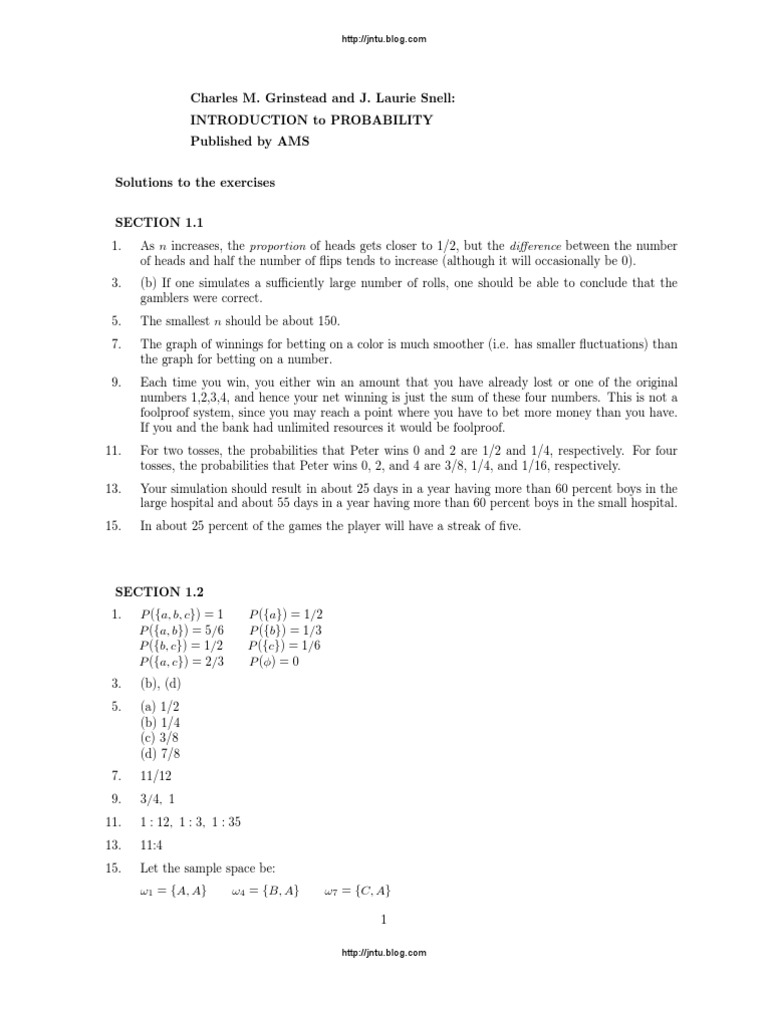 Probability Exercises Solutions | PDF | Odds | Probability