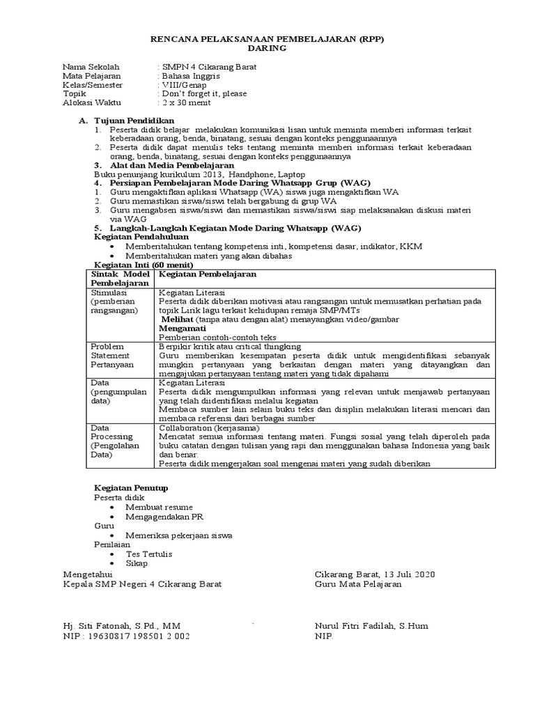 RPP 8 Bab 13 Daring | PDF | Kesehatan Holistik