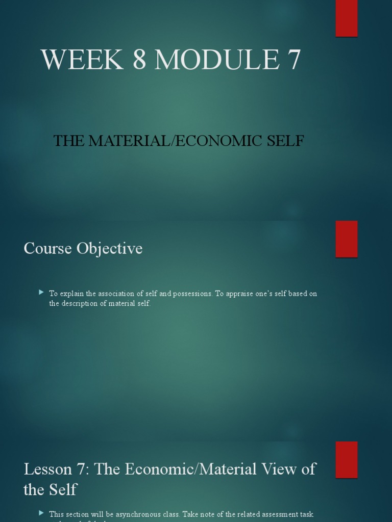 Week 8 Module 7 Lecture Pdf Self Materialism