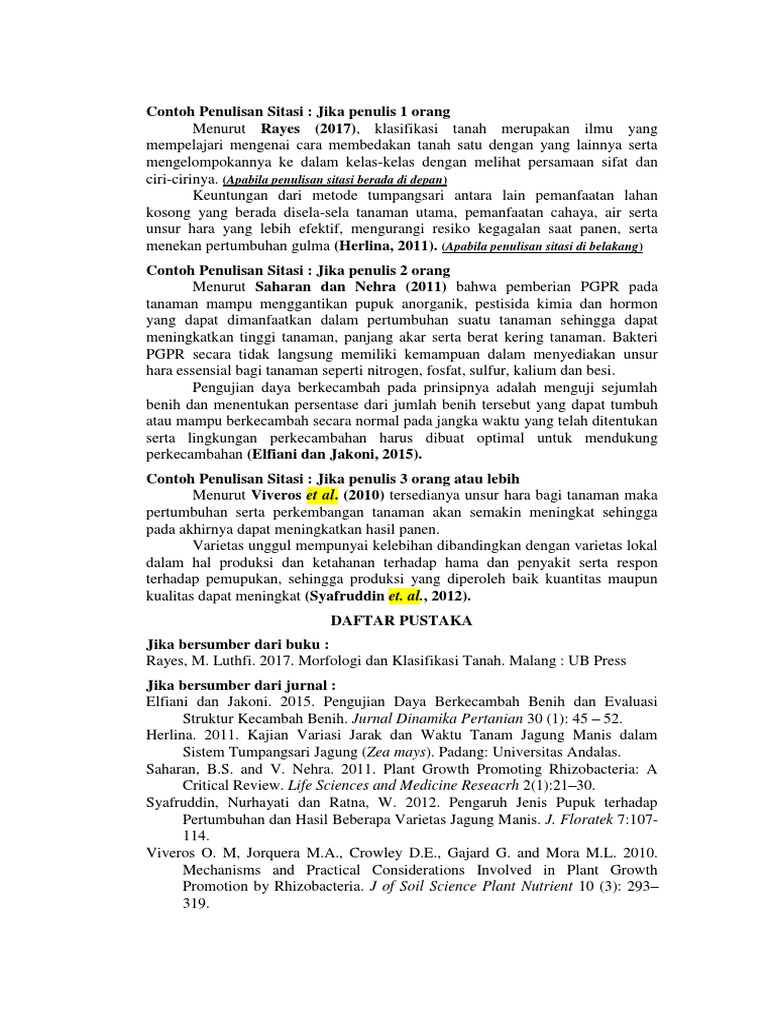 Contoh Penulisan Sitasi | PDF