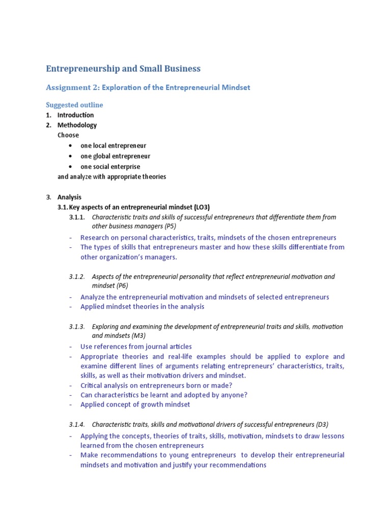 Entrepreneurship and Small Business: Assignment 2: Exploration of The ...