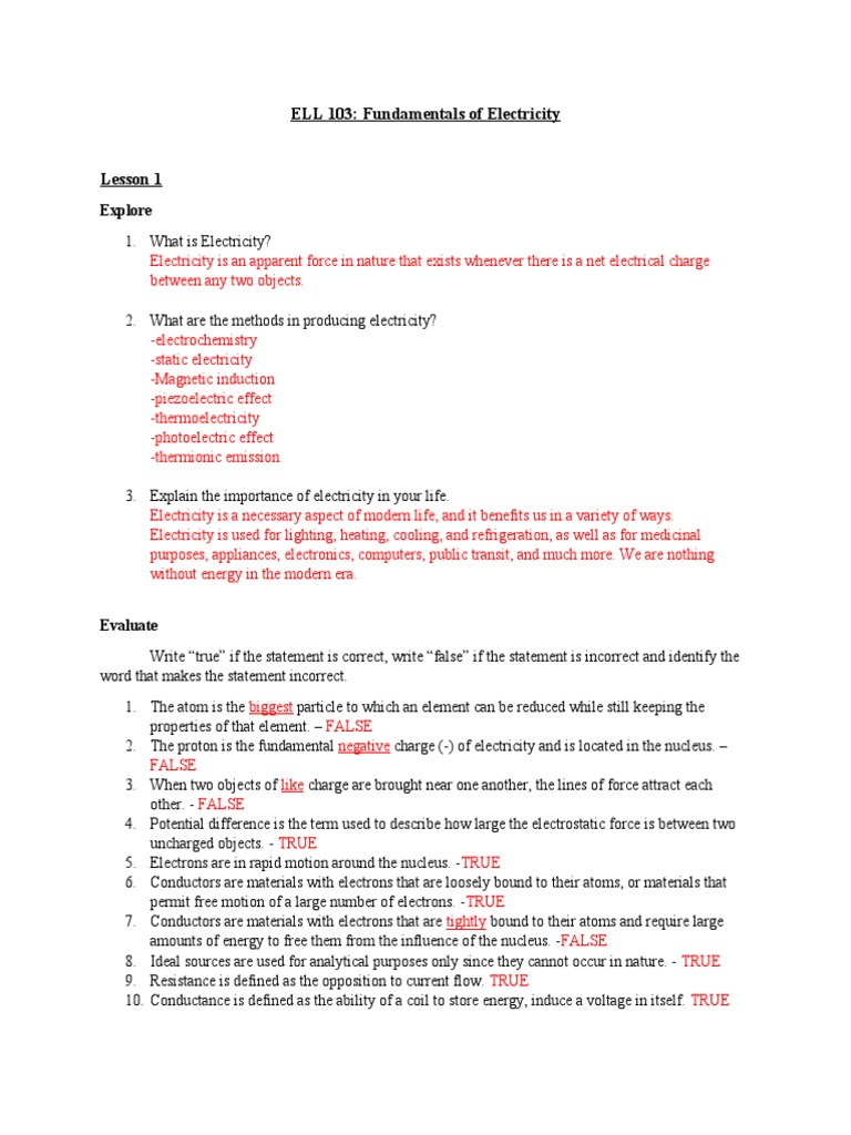 Fundamentals of Electricity: A Comprehensive Introduction to Electrical ...