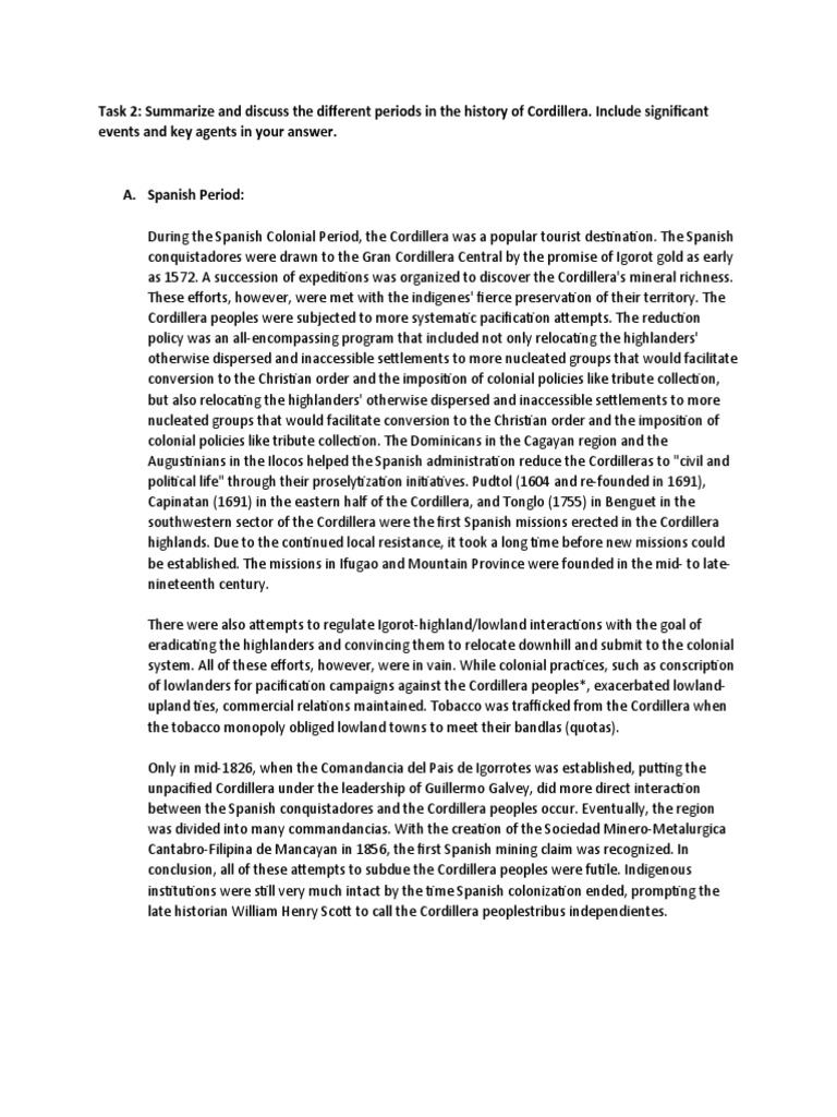 History of the Cordillera Regions | PDF