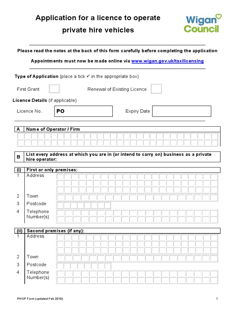 Private Hire Vehicle Licence Application | PDF | Passport | Government ...