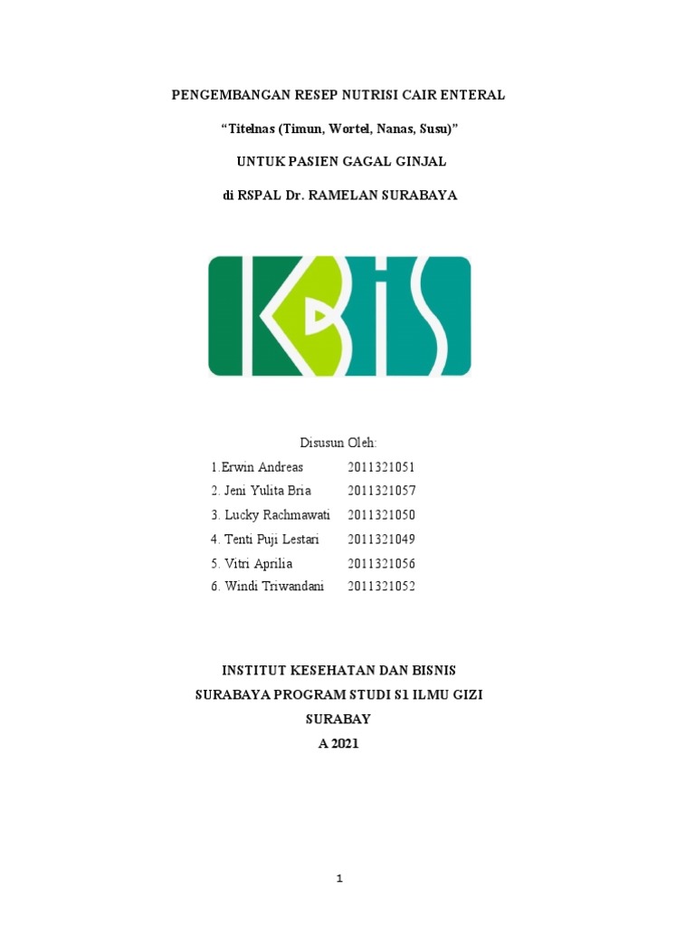 Resep Nutrisi Enteral untuk Gagal Ginjal | PDF