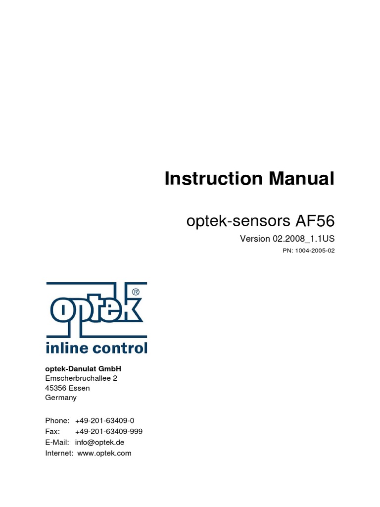 Sensor - Instruction Manual | PDF | Optical Filter | Electrical Engineering