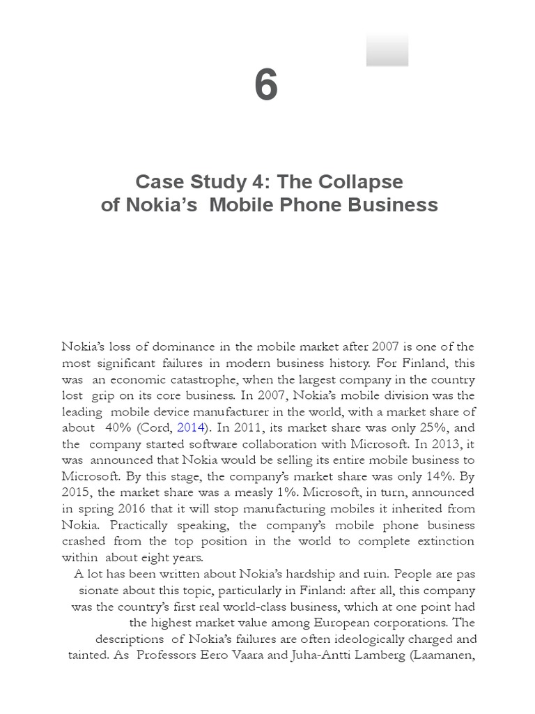 Case Study 4: The Collapse of Nokia's Mobile Phone Business | PDF ...