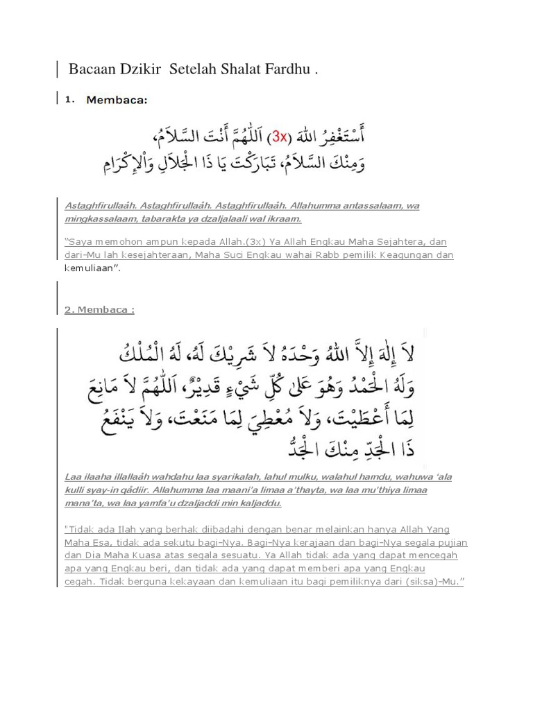 Dzikir Sesudah Shalat Fardhu (Print) PDF | PDF