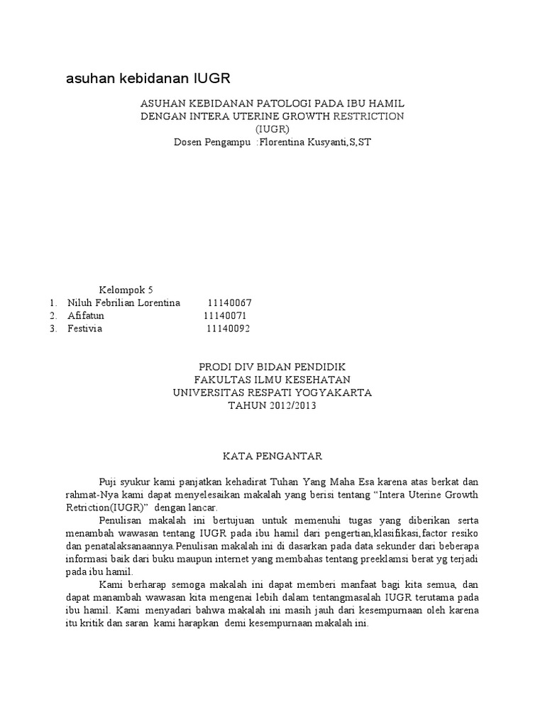 Asuhan Kebidanan IUGR | PDF | Kesehatan Holistik