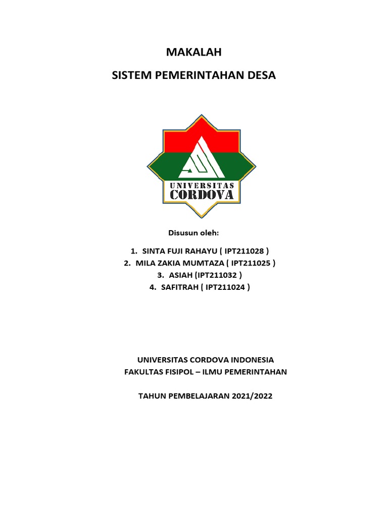 SISTEM PEMERINTAHAN DESA DI INDONESIA | PDF