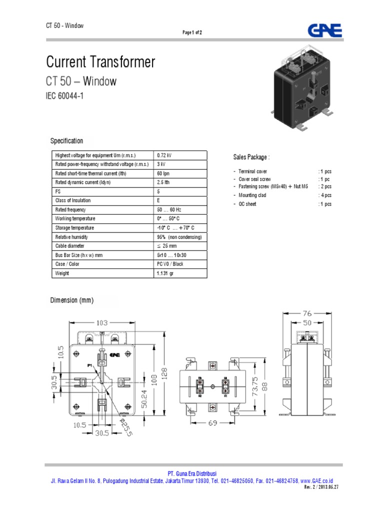 Data Sheet CT GAE | PDF | Electric Power | Physical Quantities
