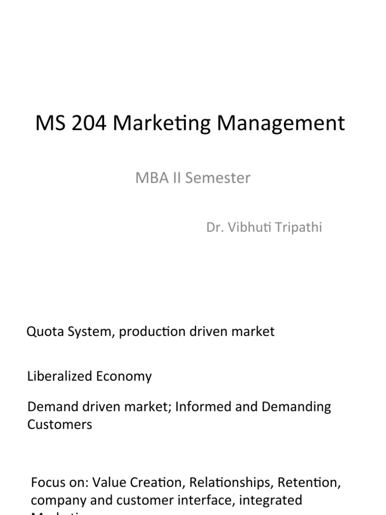MS 204 Marketing Management: MBA II Semester | PDF | Marketing | Market Segmentation