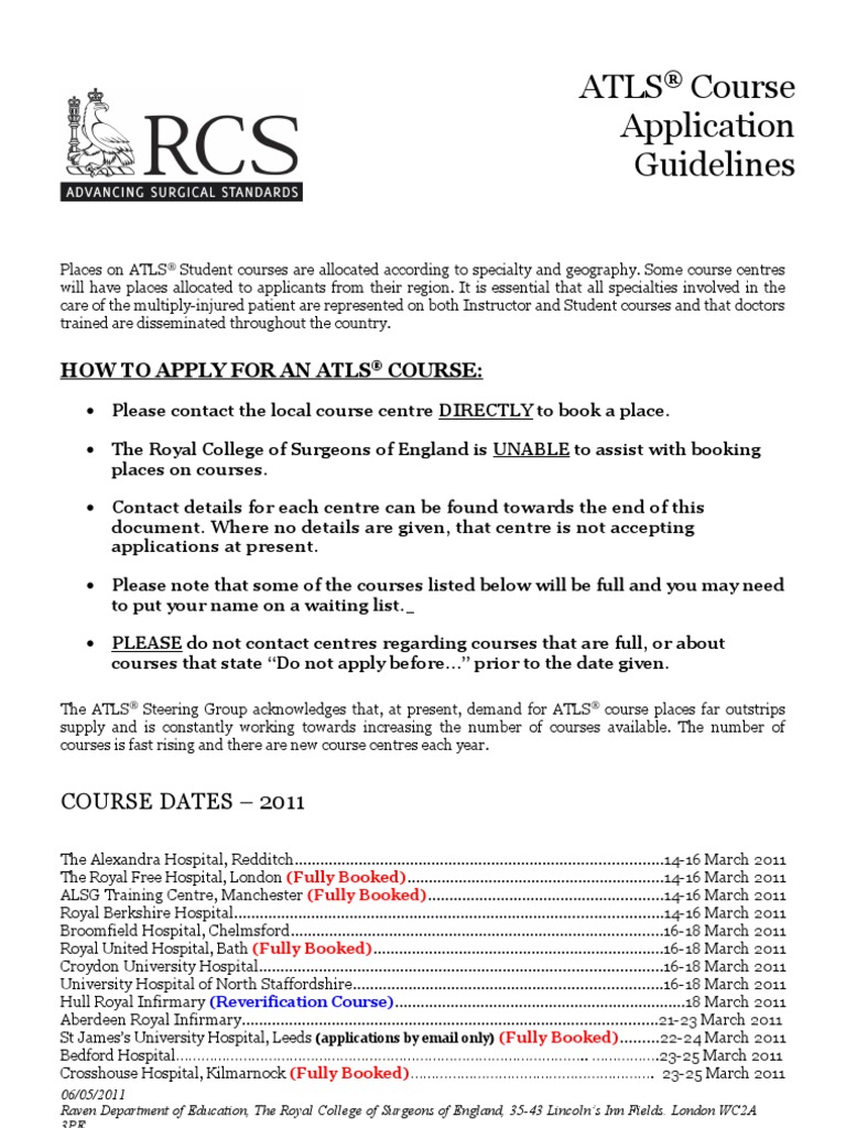 ATLS Course List 2010 | PDF | London | Hospital