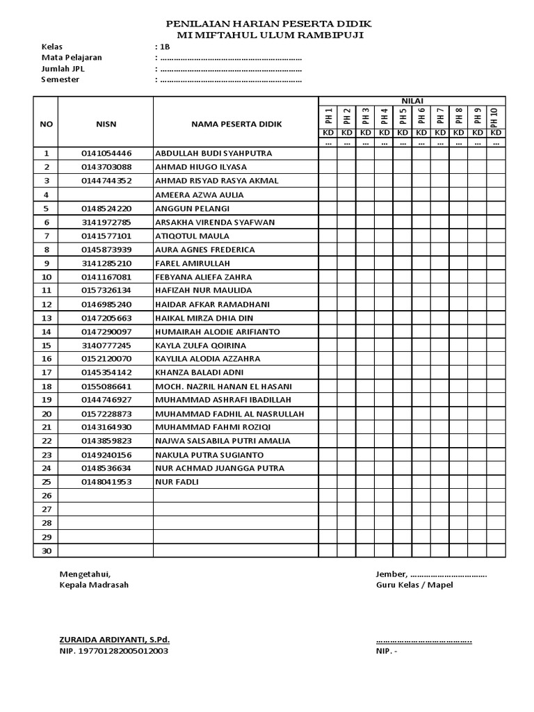 1B Contoh Buku Penilaian | PDF