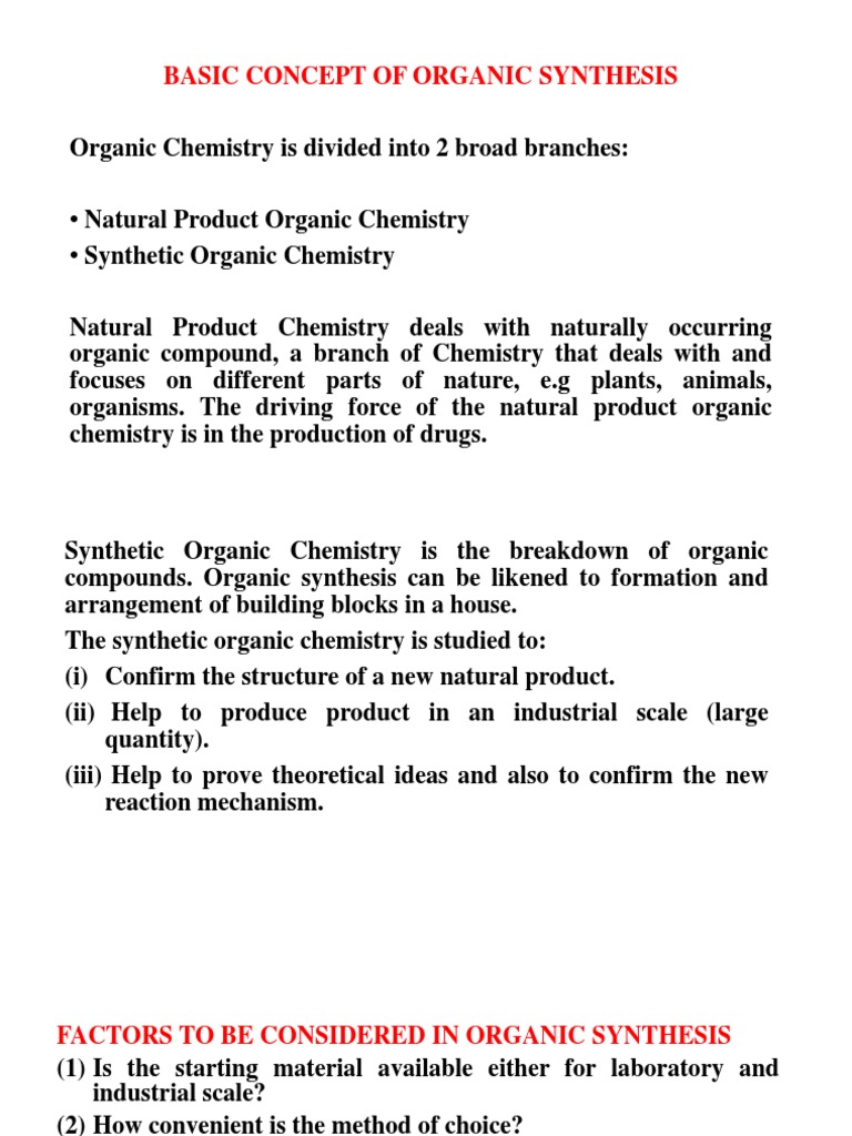 Organic Synthesis | PDF | Organic Chemistry | Chemistry