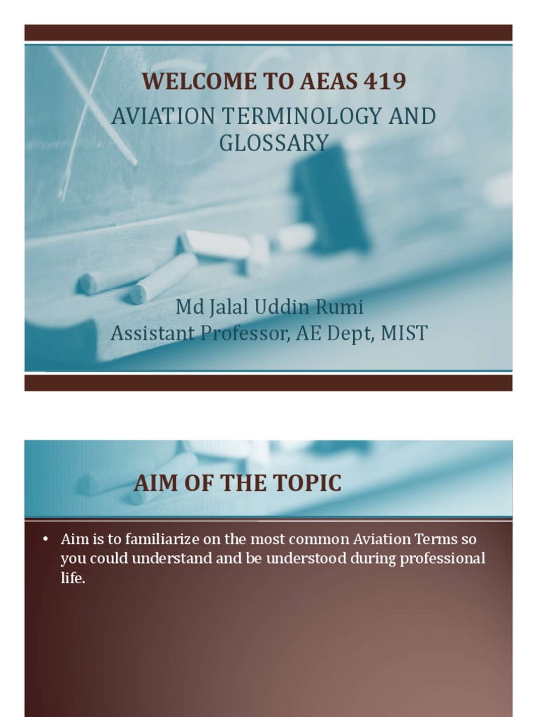 Welcome To Aeas 419: Aviation Terminology and Glossary | PDF | Airport ...