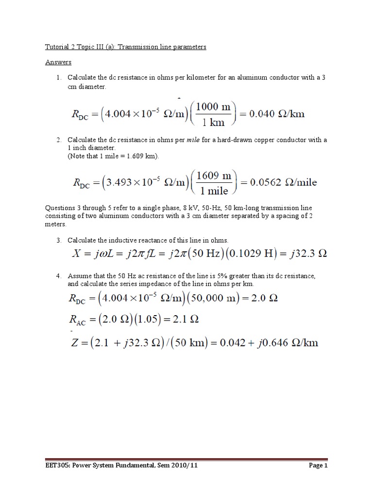 Tutorial 2 Topic III (A) - Answer - Student | PDF | Electric Power ...