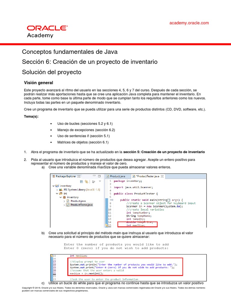 JF 6 ProjectSolution Esp | PDF | Java (lenguaje de programación) | Estructura de datos de matriz