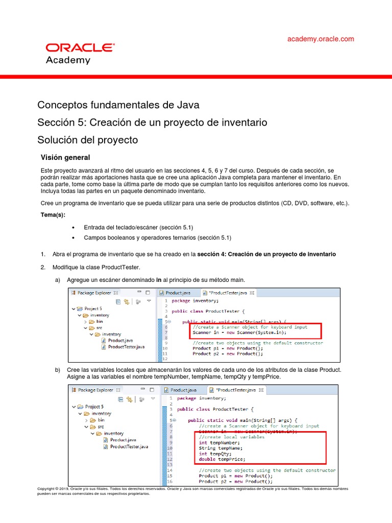 JF 5 ProjectSolution Esp | PDF | Java (lenguaje de programación) | Programación