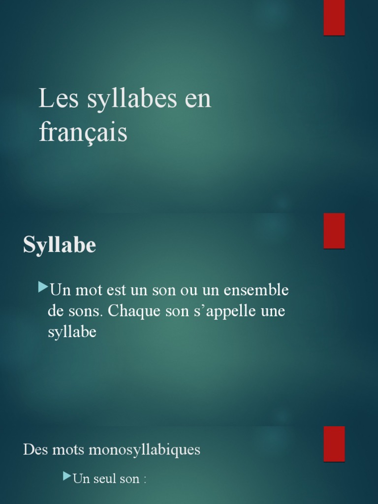 Les Syllabes en Français | PDF | Syllabe