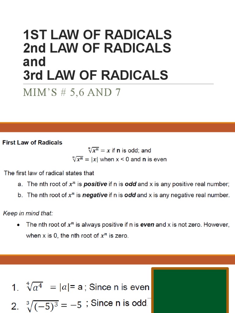 g9 Law of Radicals Lesson 3 | PDF