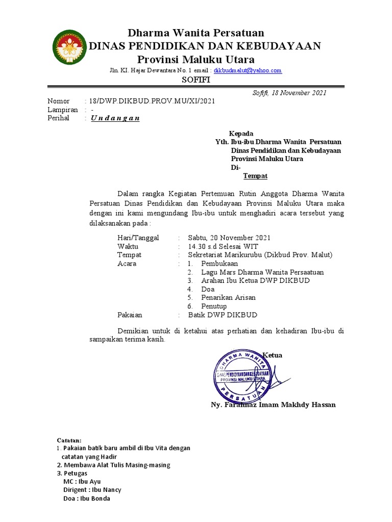 Surat Pertemuan DWP September | PDF