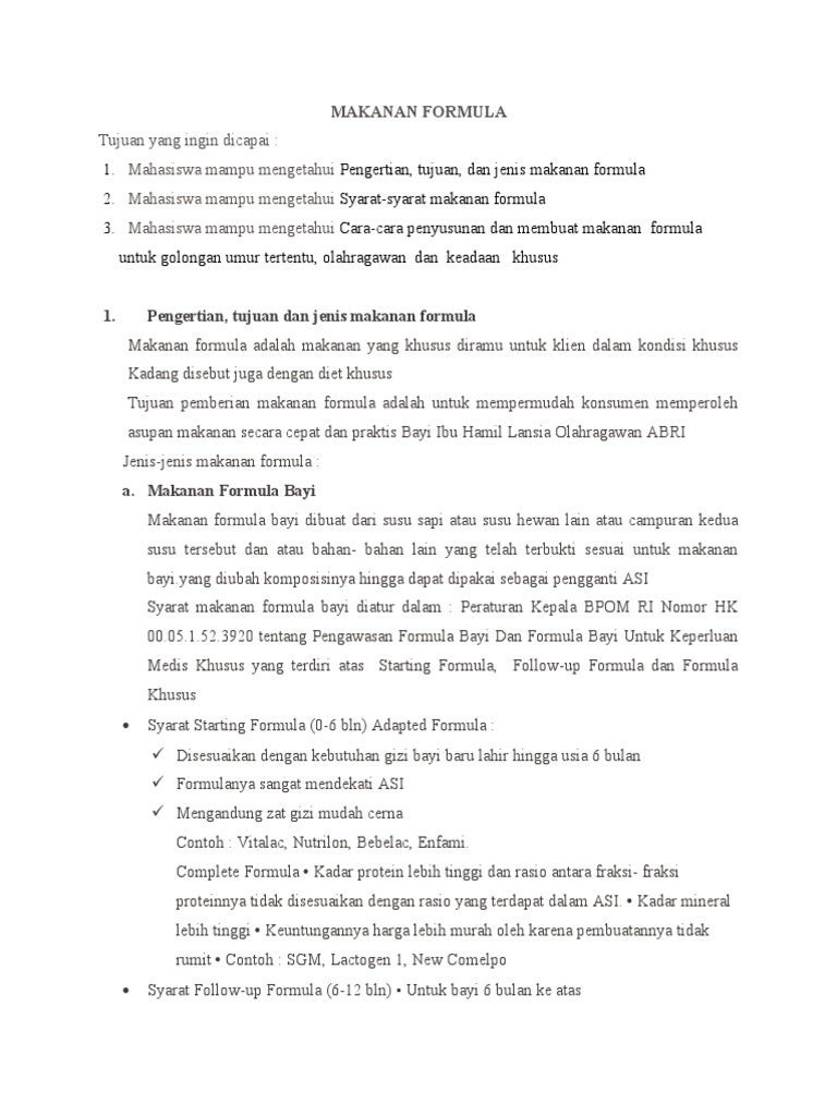 Makanan Formula | PDF