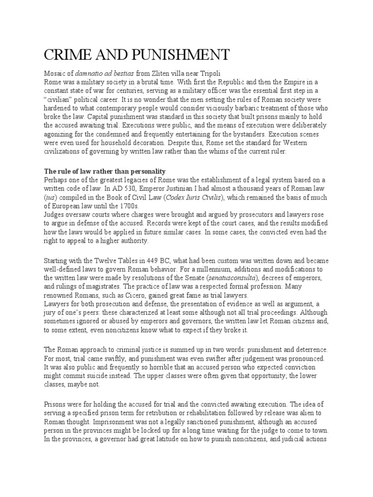 Crime and Punishment Roman Law | PDF | Roman Empire | Ancient Rome