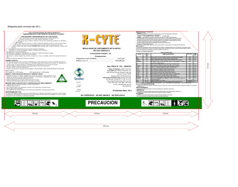 Etiqueta X-CYTE 20 L (OK1) | PDF | Agua | Fertilizante