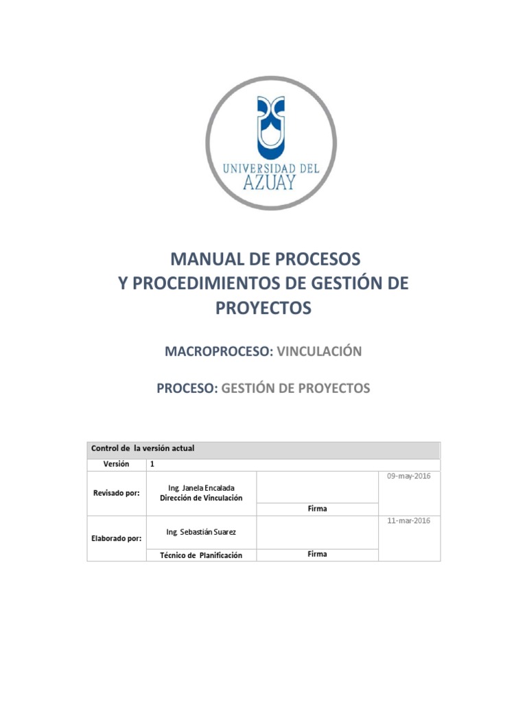 Manual de Procesos de Proyectos | PDF | Gestión de proyectos | Presupuesto