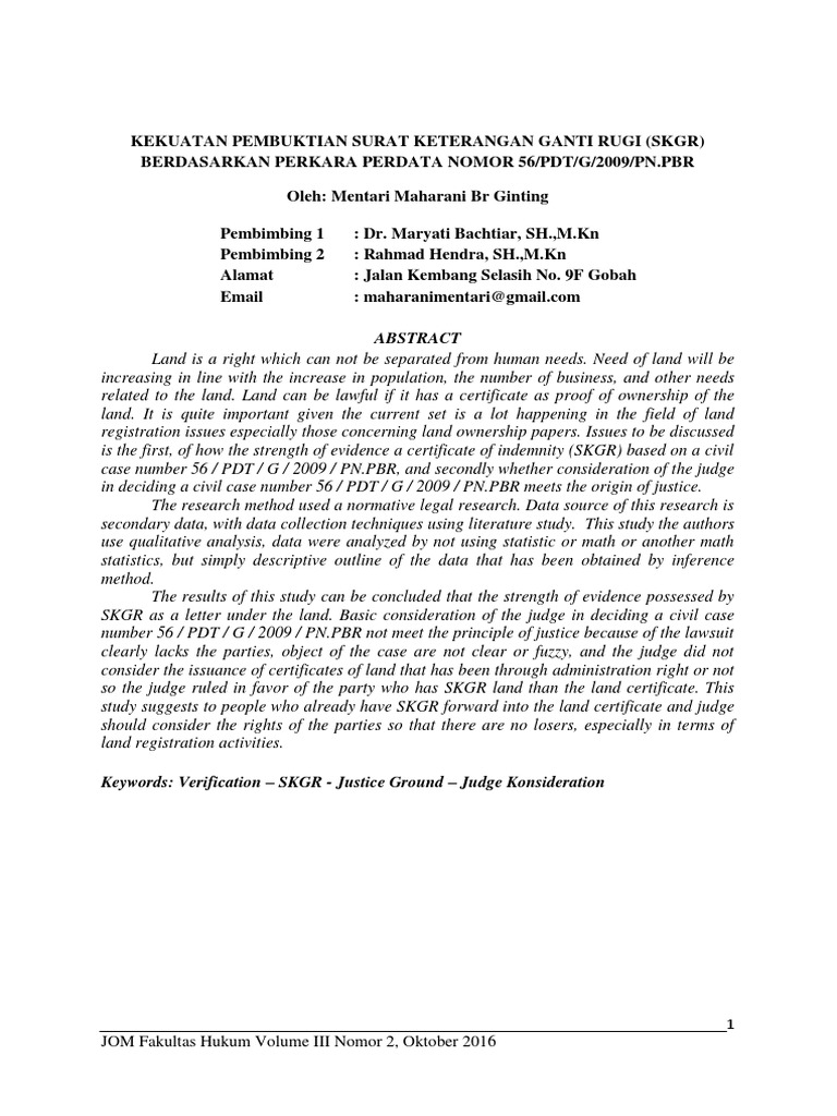 Kekuatan Hukum SKGR | PDF | Science | Methodology