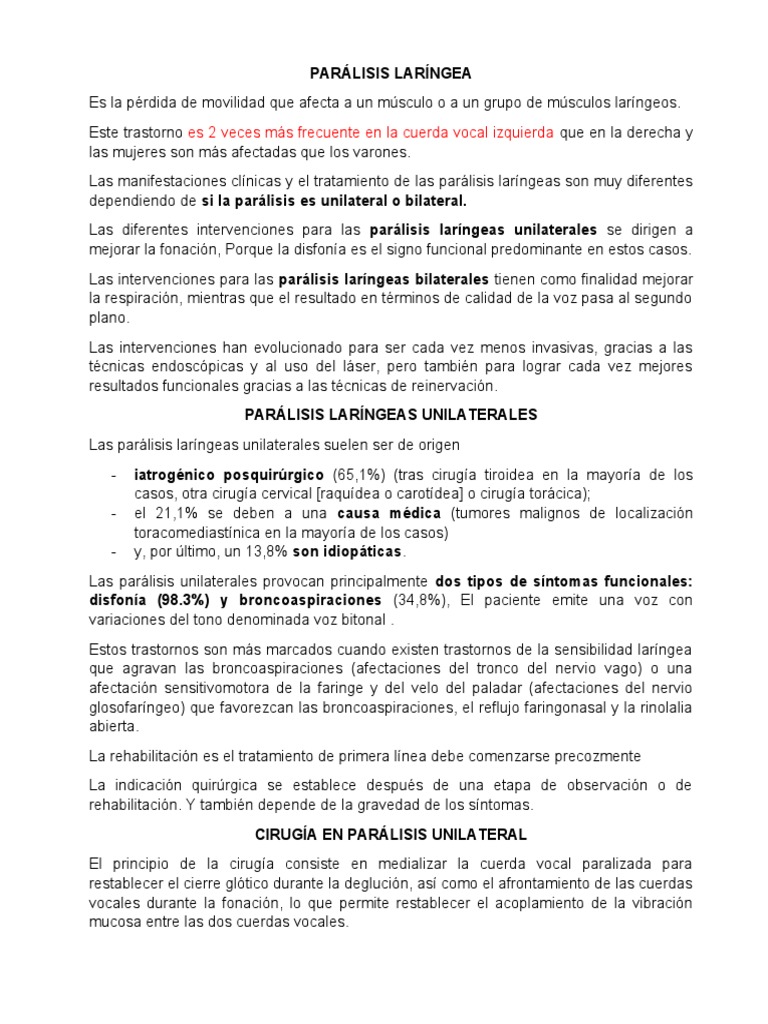 Parálisis Laríngea | PDF | Laringe | Medicina