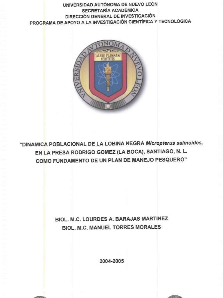 Dinamica Poblacional De La Lobina Negra Micropterus Salmoides Como