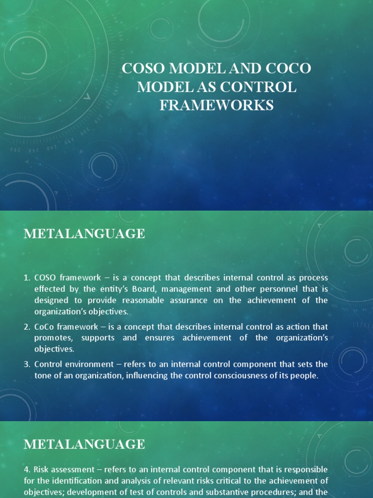 COSO Model and COCO Model As Control Frameworks | PDF | Internal ...