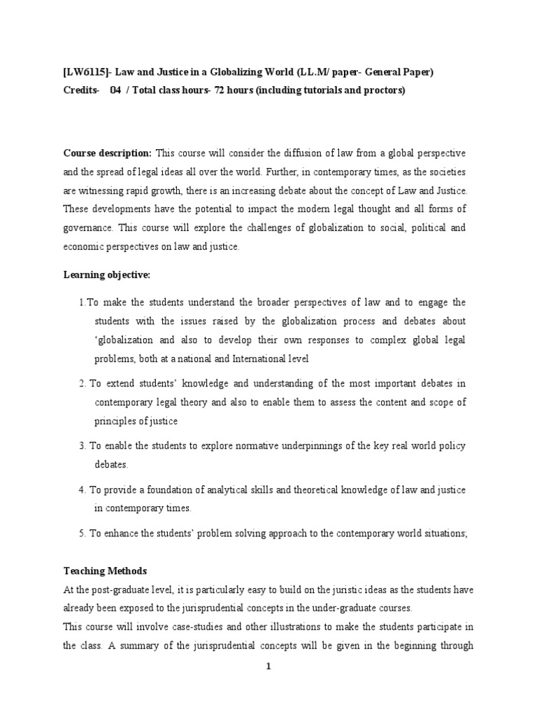 Law and Justice Syllabus | PDF | Crime & Violence | Justice