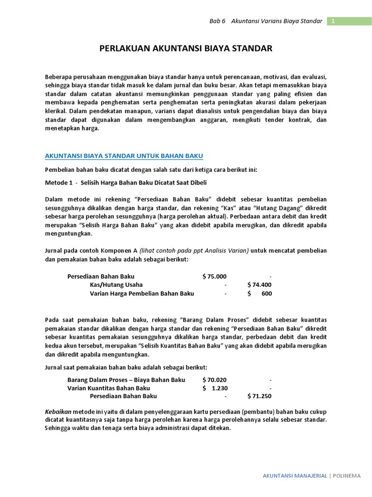 Analisis Varians Biaya Standar | PDF | Bisnis