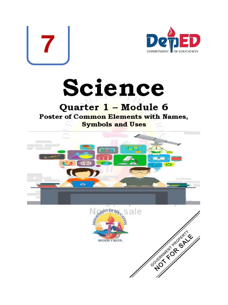 SLM 6 Grade 7 Science 1st Quarter Poster of Common Elements With Names ...