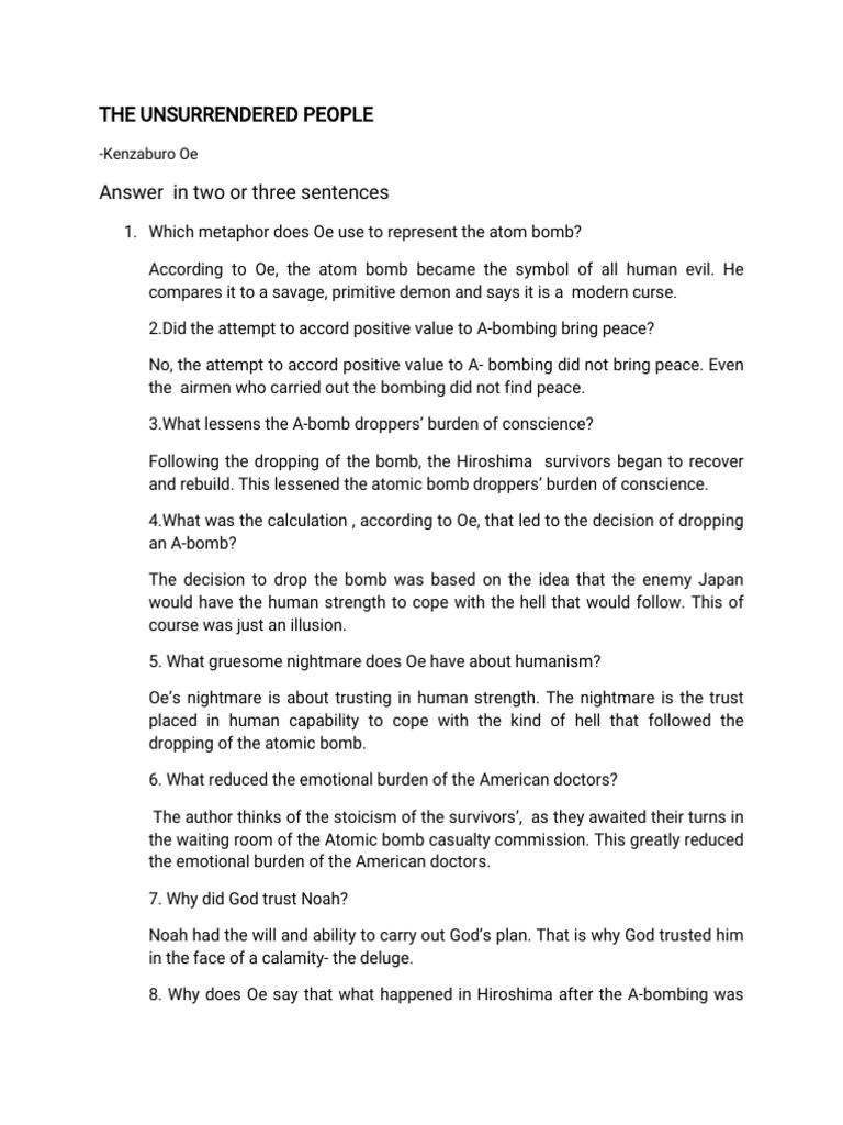 The Unsurrendered People | PDF