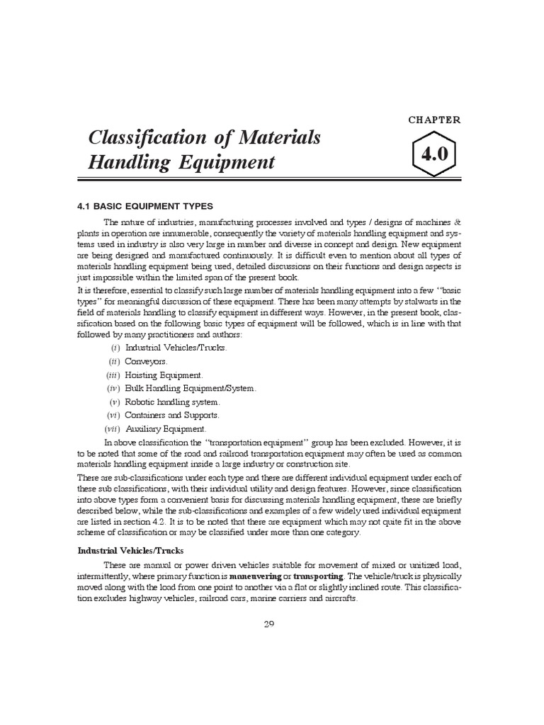 Classification of Material Handling Equipment | PDF | Forklift | Truck