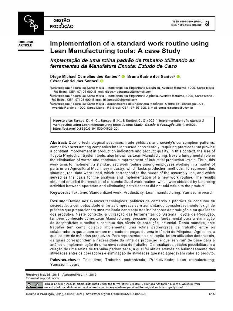 Implementing Standardized Work Routines Using Lean Tools | PDF | Lean ...
