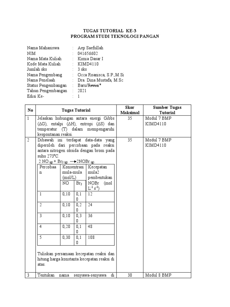 TUGAS 3 Kimia Dasar | PDF