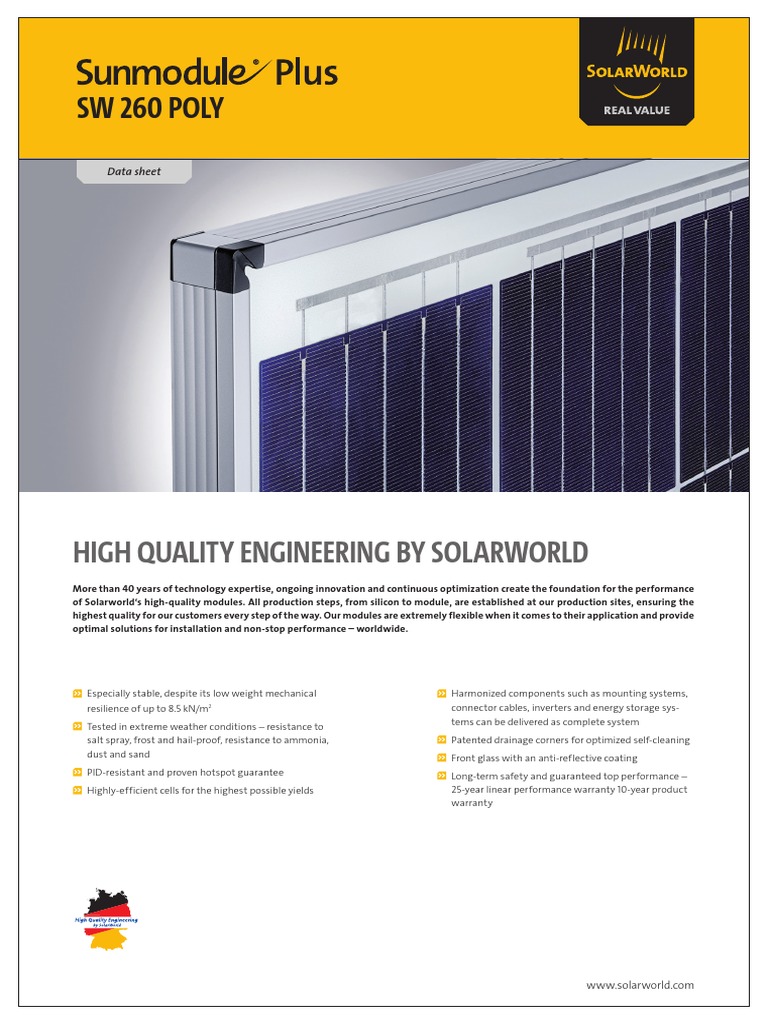 SW 260 Poly: High Quality Engineering by Solarworld | PDF | Electrical ...